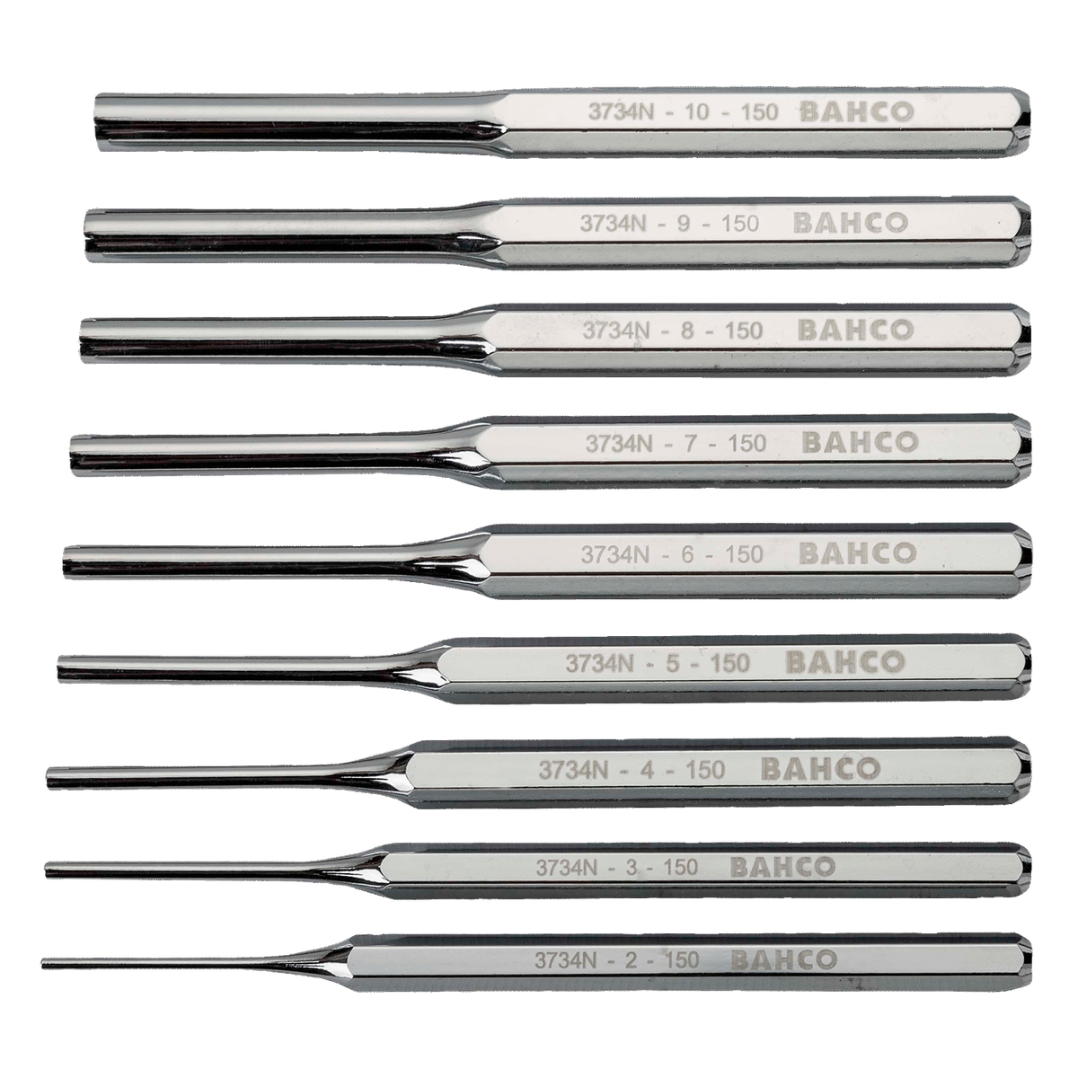 BAHCO 3734NS/9 Cylindrical Drift Punches Set with Hexagonal Shank