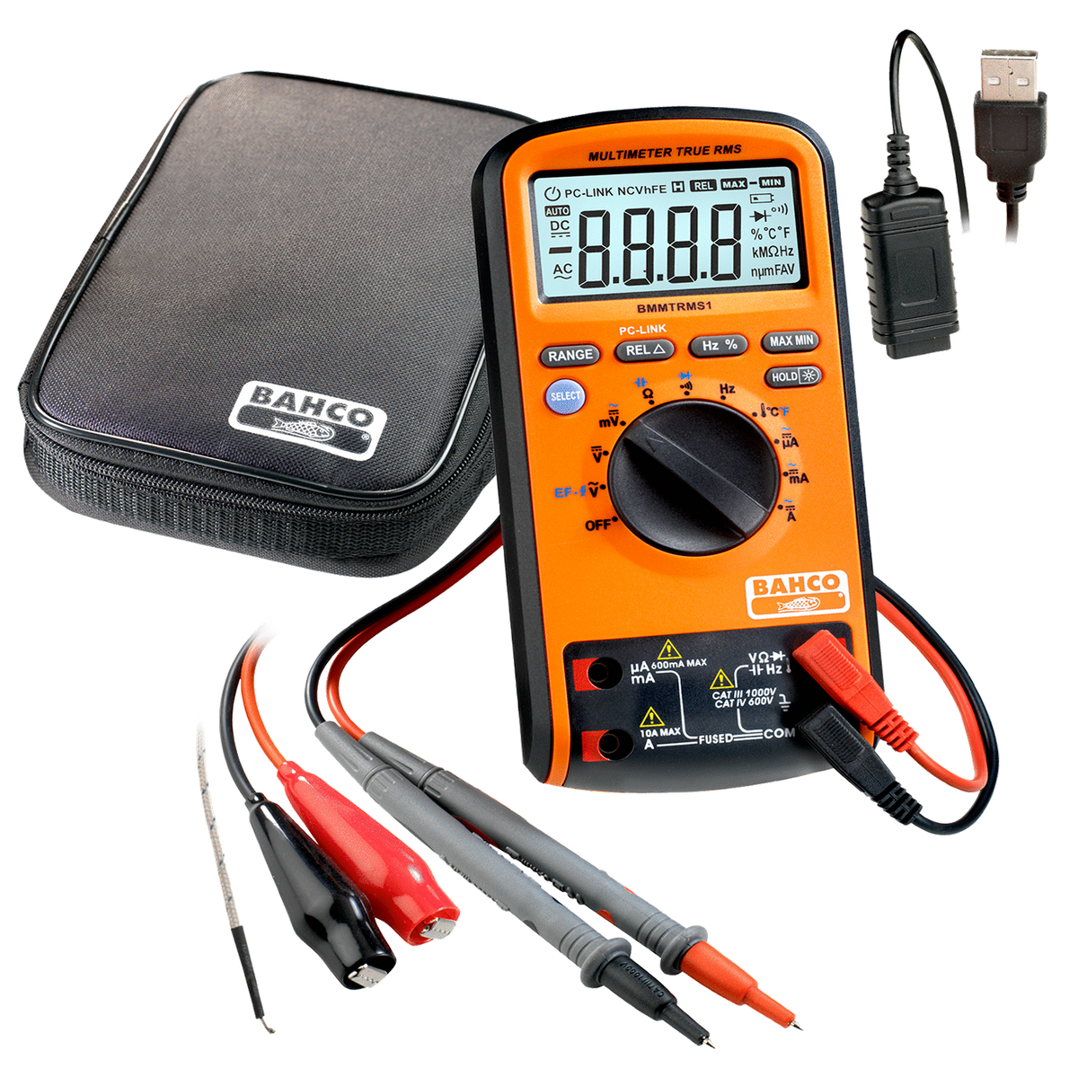 BAHCO BMMTRMS1 Digital Multimeter True RMS 1000V Connection PC
