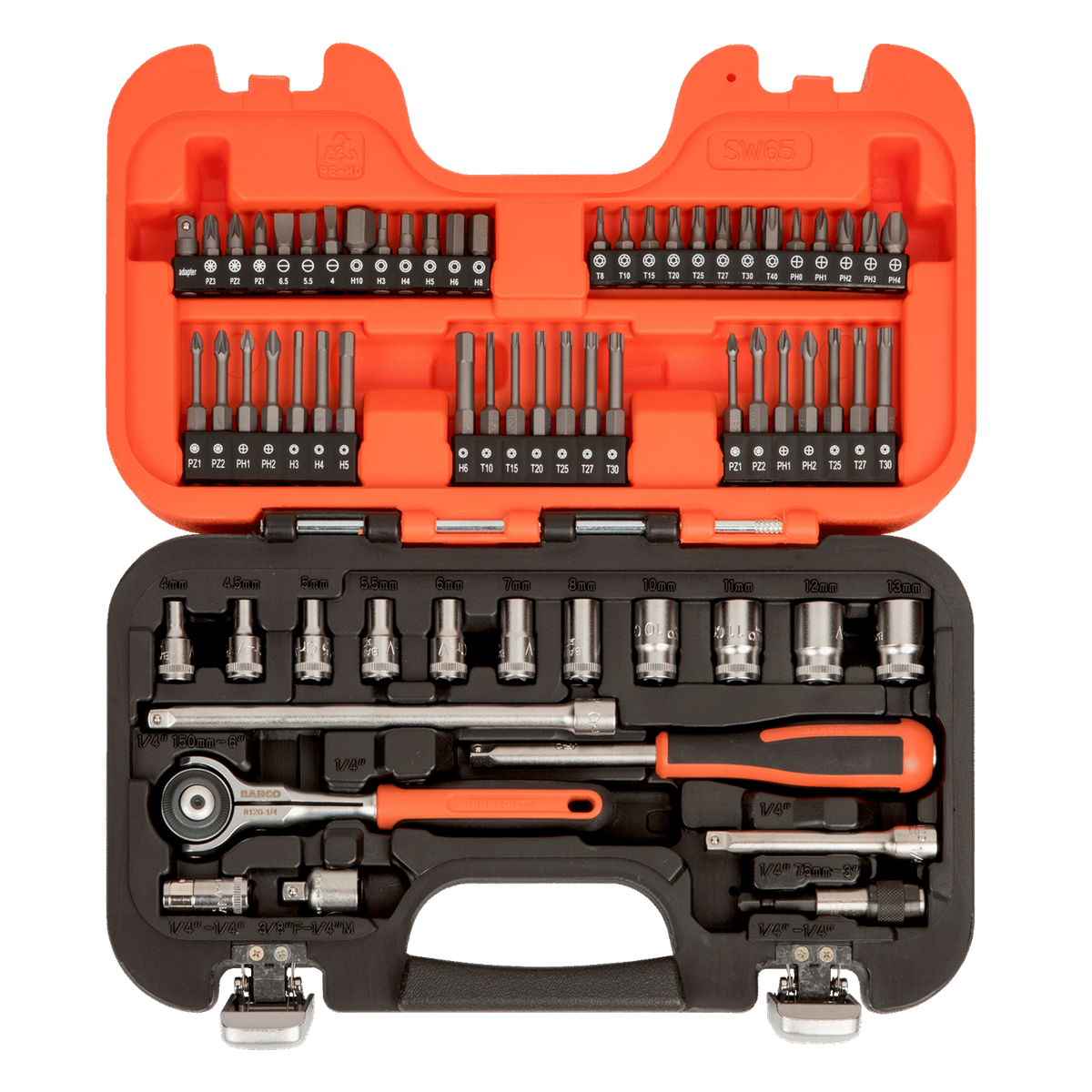 BAHCO SW65 1/4” Square Drive Socket Set Metric Hex Ratchet