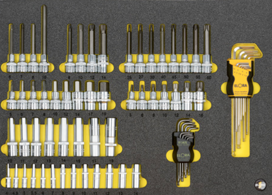 ELORA OMS-52 1/4" Module Socket Set, Deep And 1/2" (ELORA Tools)